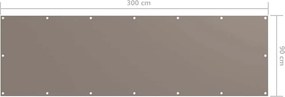Balkónová zástěna taupe 90 x 300 cm oxfordská látka 134988