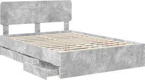 Rám postele s čelo Betonově Šedá 150 x 200 cm Dřevěný materiál 3412174
