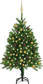 vidaXL Umělý vánoční stromek s LED a sadou koulí 120 cm zelený [3077639] Barva: zlatá