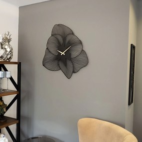 Wallexpert Dekorativní kovové nástěnné hodiny Azalea Metal Wall Clock - APS039 49 - Black, Černá