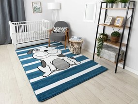 Detský kusový koberec Petit Puppy blue, 160x220, modrá, detská izba, Dywany Łuszczów