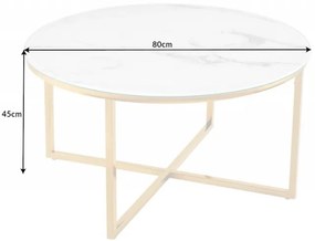 Noble Home Bílý/zlatý kulatý konferenční stolek Elegance 80 cm