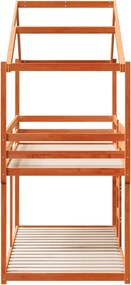 Patrová postel se střechou voskově hnědá 90x190 cm borové dřevo 3282046