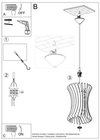 Závěsné svítidlo Oriana, 1x dřevěné stínítko