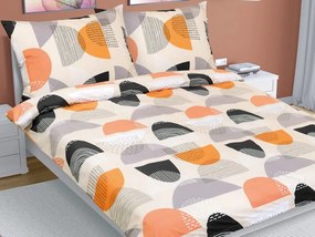 Povlečení bavlna na dvoudeku - 1x 200x220, 2ks 70x90 cm (200 cm šířka x 220 cm délka prodloužená) oranžový půlkruh