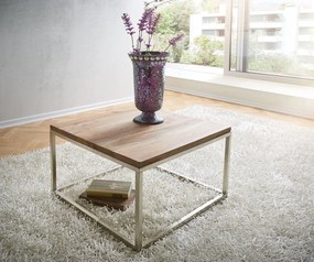 DELIFE Konferenční stolek Tatius 60x60 cm přírodní sheesham nerezová ocel
