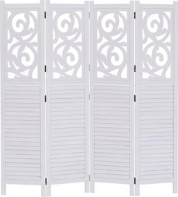 Paraván T568, dělící stěna, 4 panely - 170 × 160 cm - bílá