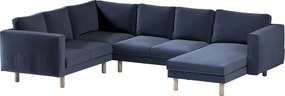 Potah na pohovku IKEA Norsborg rohová, 5-místná se šezlongem barva tmavě modrá látka sametová