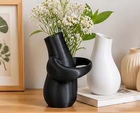 váza, sada 2 ks, styl klasický, plast, 12/15x5/6 cm, černá/bílá, Dekorino VD0260014