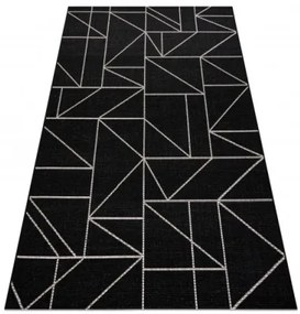 Koberec SIZAL FLOORLUX 20605 geometrický - černý / stříbrný