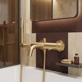 Rea Lungo Diamond, vanová baterie s ruční sprchou, zlatá lesklá, REA-B2244