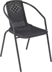 Zahradní stohovatelná židle, černá, ocel/plast, FRENY
