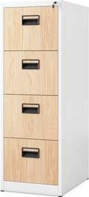 Kovová kartotéková skříň se 4 zásuvkami, bílá/dub sonoma, 460x1320x620 mm: SARA Eco Design
