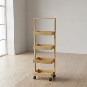 Úzký bambusový regál se 4 košíky VINK, 90 cm