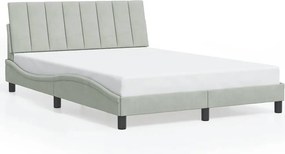Rám postele bez matrace Hanko světle šedý 140 x 190 cm samet 3207843