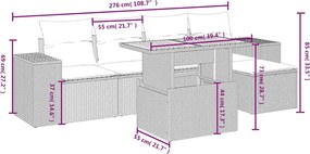 6dílná zahradní sedací souprava s poduškami černá polyratan 3275918