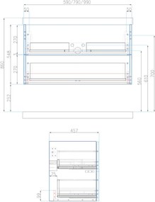 Mereo Mereo, Aira, koupelnová skříňka 101 cm, bílá, dub, šedá, CN432S
