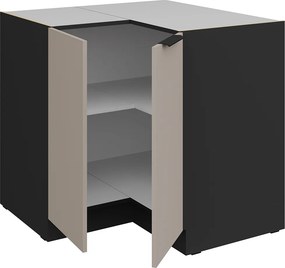 ARIA cb | dolní skříňka 90x90 DN 2F rohová s policí | 90x90 cm | černá/béžová