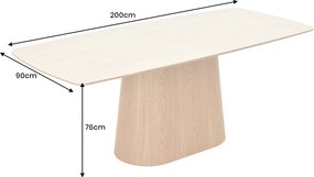 Designový keramický jídelní stůl Parthenia 200 cm travertin / dub