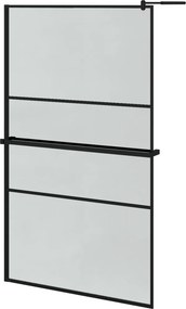Zástěna do průchozí sprchy s policí černá 115x195 cm ESG/hliník 3185485