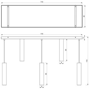 Lustr na lanku RAITO 8xGU10/8W/230V mosaz