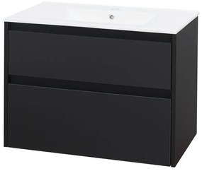 Mereo Mereo, Opto, koupelnová skříňka s keramickým umyvadlem 81 cm, bílá, dub, bílá/dub, černá, CN941