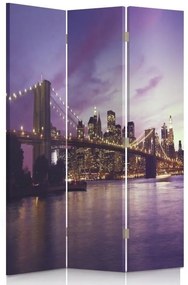 Ozdobný paraván Západ slunce na Manhattanu v New Yorku - 110x170 cm, třídílný, obustranný paraván 360°