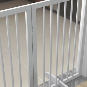 PawHut Dětská bezpečnostní brána 4-dílná 206 x 76 cm Skládací brána se 2 podpěrnými nohami Samostatná brána pro psy vyrobená ze dřeva pro halu Bílá