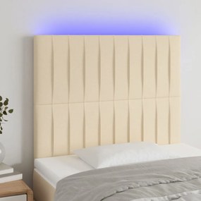 Čelo postele s LED krémové 80x5x118/128 cm textil