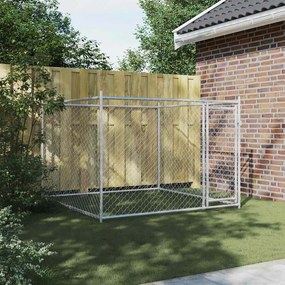 Klec pro psy s dvířky šedá 2 x 2 x 1,5 m pozinkovaná ocel 172562
