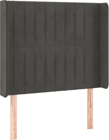 Box spring postel s matrací a LED tmavě šedá 90x200 cm samet 3139662
