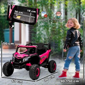 AIYAPLAY 12V elektroauto pro děti, funkce dálkového ovládání, pás, klakson, LED světla, USB port, pro 3-5 let, Růžová