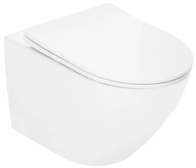 Gamma Mut-303, závěsná WC mísa Tornado/Rimless 490x360x345 mm + SLIM toaletní sedátko, bílá lesklá, GMA-MUT-303