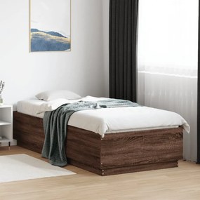 Rám postele hnědý dub 90 x 200 cm kompozitní dřevo 3209729