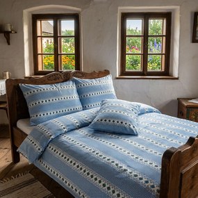 Bavlněné povlečení Mirabelka modrá Zapínání: zip, Velikost polštáře: 70x90, Velikost přikrývky: 140x200