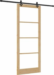 Posuvné dveře Přírodní 93 x 232 cm Masivní borové dřevo a sklo 3332319