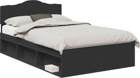 Rám postele s čelo Černá 120 x 200 cm Masivní borové dřevo 3412917