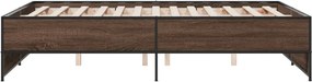 Rám postele hnědý dub 135 x 190 cm kompozitní dřevo a kov 3279906