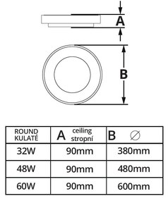 T-LED SMART Tuya LED svítidlo ZULU 48W CCT kulaté černé SMART Tuya LED svítidlo ZULU 48W CCT kulaté černé