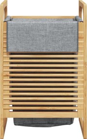 vidaXL Koš na prádlo s šedým vakem 32 x 30 x 36,5 cm bambus [373366]