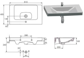 Cersanit Mille - skříňkové umyvadlo 81x49cm, bílá, K675-003