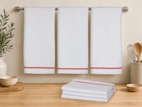 Bellatex Kuchyňské utěrky sada 3 kusů 50x70 cm Proužek Bílá,Červená
