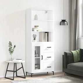Fionshop 263888320 Skříň highboard bílá 69,5 x 34 x 180 cm kompozitní dře