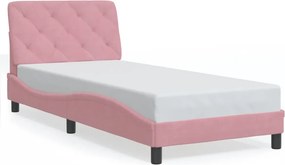 Rám postele s LED bez matrace růžový 90 x 190 cm samet 3213830