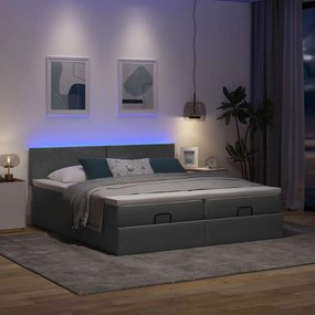 Osmanský rám postele s matrací tmavě šedá 160x200cm textil 3312816