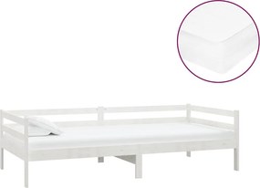 Denní postel s matrací 90 x 200 cm bílá masivní borové dřevo 3083570