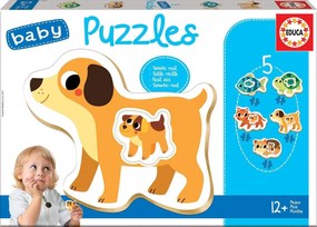 Puzzle educa baby puzzle domácí mazlíčci s mláďaty 5v1 (2-4 dílky)