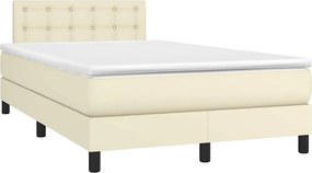Box spring postel s matrací a LED krémová 120x200 cm umělá kůže 3134215