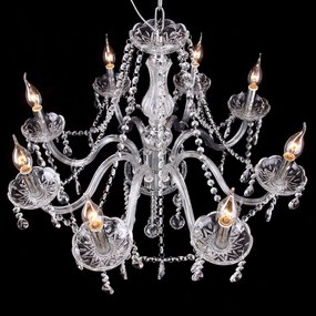 Toolight - Křišťálový závěsný lustr 8xE14 60W, stříbrná, OSW-04600