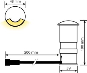 Zemní LED svítidlo McLED Ground S 3W 24VDC 4000K IP67 1x boční 120° 48x100mm ML-514.004.81.3